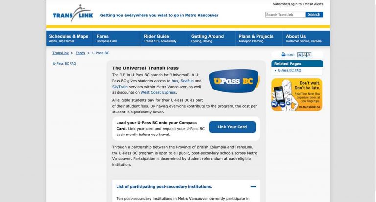 バンクーバーの大学生が格安で購入出来るTranslinkの定期【U-pass】紹介！